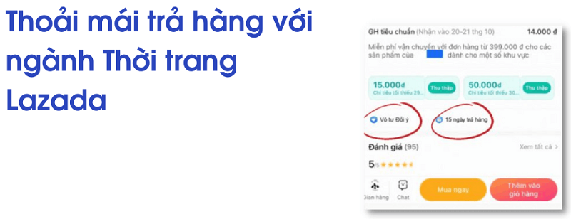 Vô tư đổi ý, thoải mái 15 ngày miễn phí trả hàng Lazada với ngành thời ...