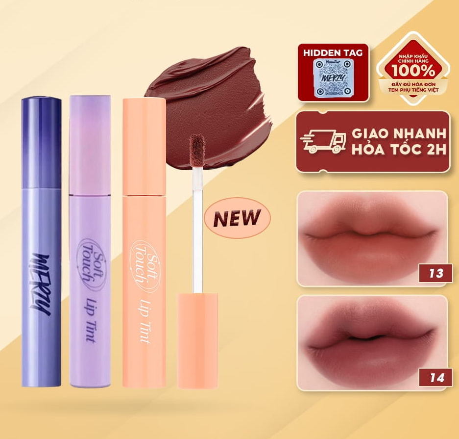 Review son kem lỳ Merzy Soft Touch Lip Tint siêu mềm mịn, bảng màu hottrend