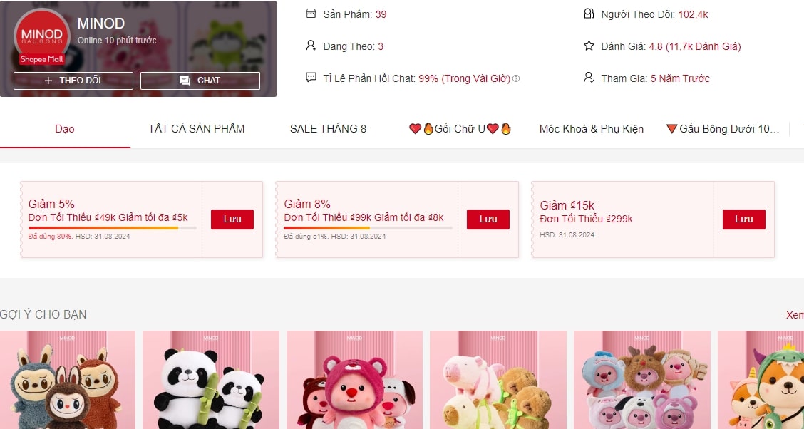 Top 5 shop bán Labubu trên Shopee giá rẻ và chất lượng nhất
